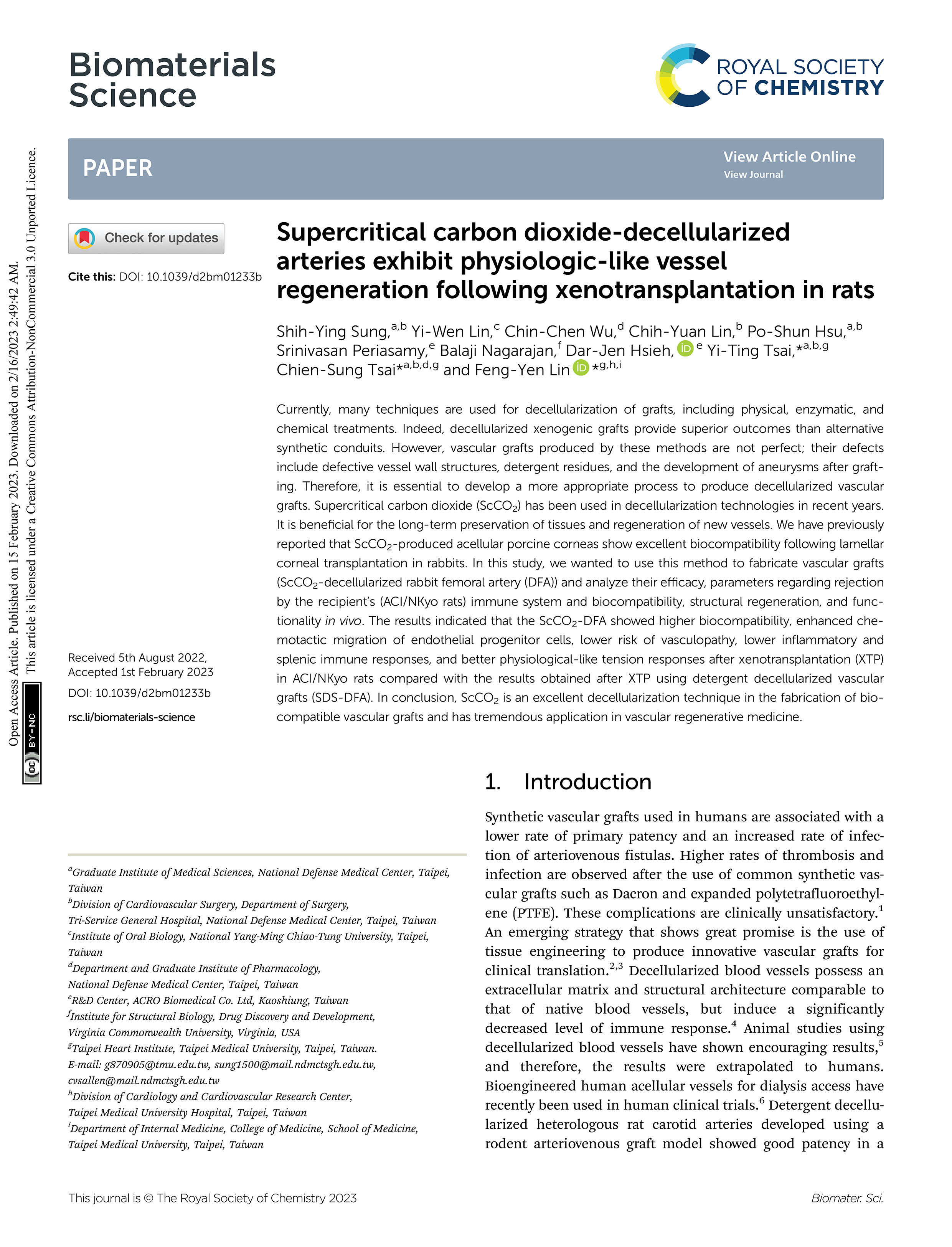 Supercritical carbon dioxide-decellularized arteries exhibit ...