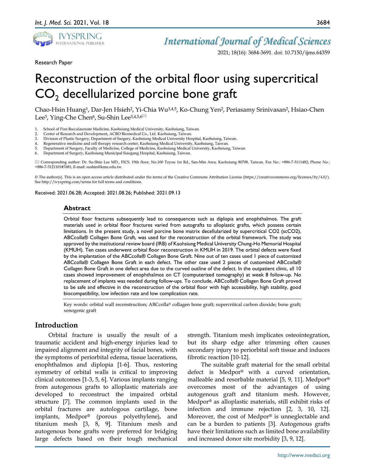 Reconstruction of the orbital floor using supercritical CO2 ...